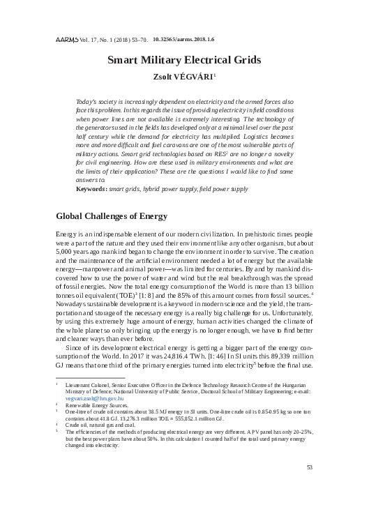 (PDF) Smart Military Electrical Grids