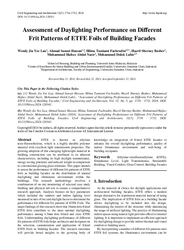 (PDF) Assessment of Daylighting Performance on Different Frit Patterns ...