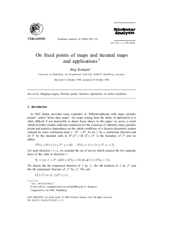 (PDF) On fixed points of maps and iterated maps and applications