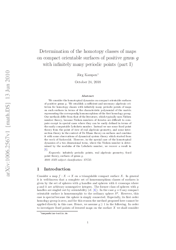 (PDF) Determiniation of the homotopy class of maps on compact ...