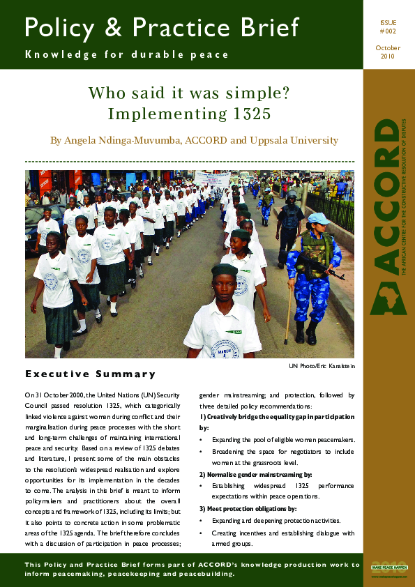 (PDF) Who said it was simple? Implementing 1325