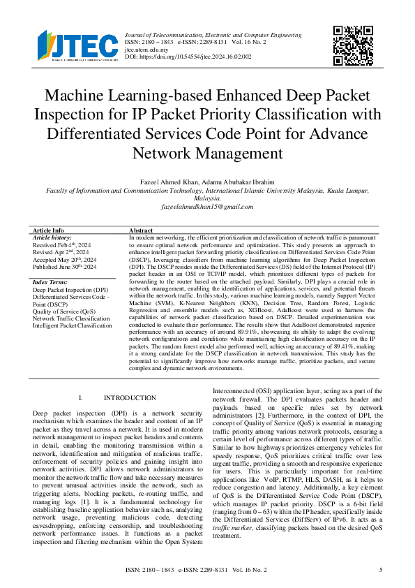 (PDF) Machine Learning-based Enhanced Deep Packet Inspection for IP Packet Priority ...