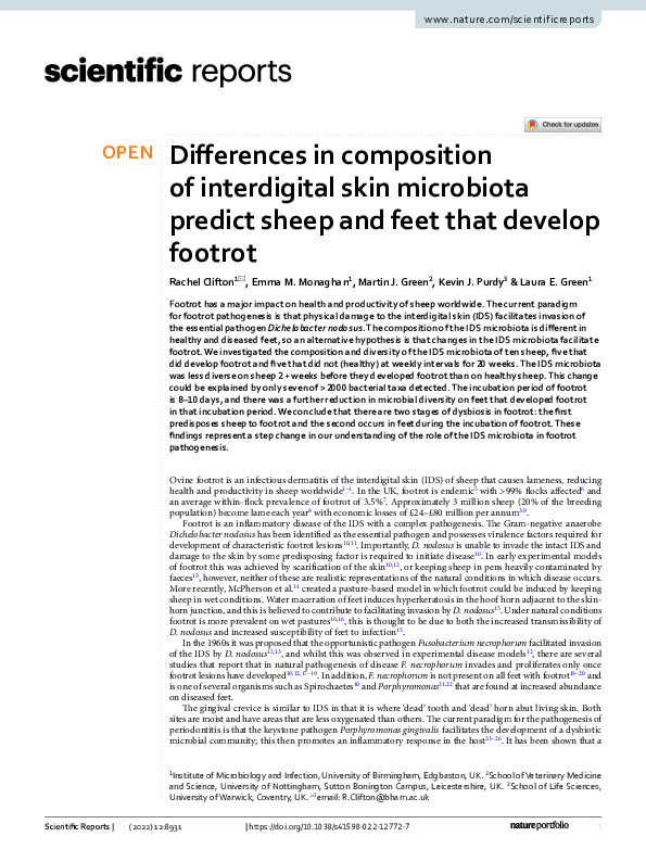 (PDF) Differences in composition of interdigital skin microbiota ...