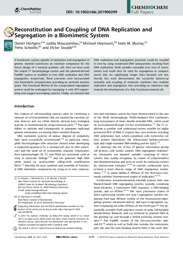 (PDF) Reconstitution and Coupling of DNA Replication and Segregation in ...