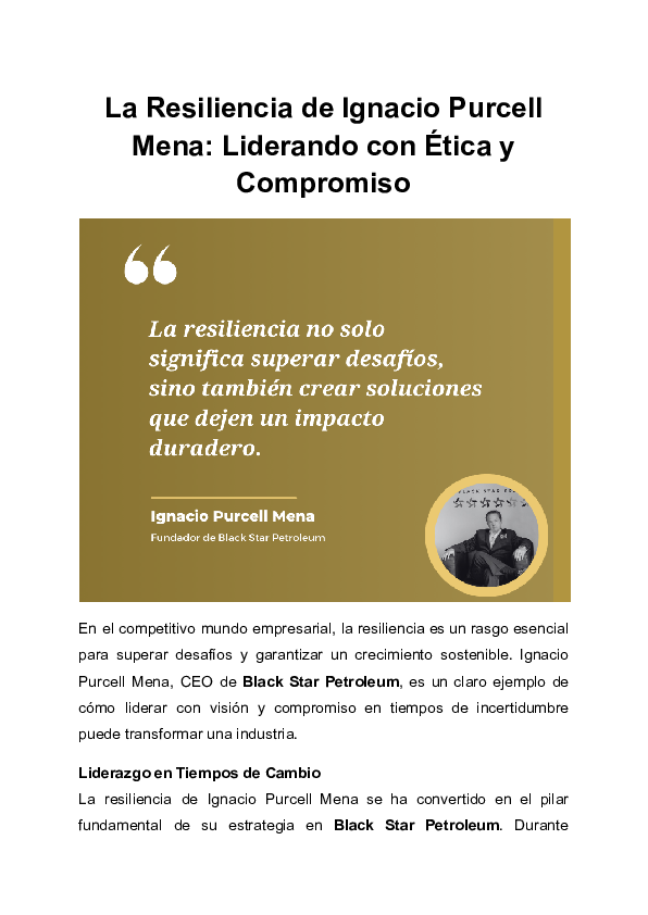 (PDF) La Resiliencia de Ignacio Purcell Mena: Liderando con Ética y Compromiso