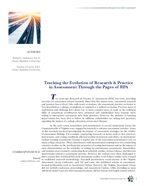 (PDF) Tracking the Evolution of "Research & Practice in Assessment ...