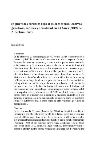 (PDF) Inquietudes forenses bajo el microscopio: Archivos genéticos ...