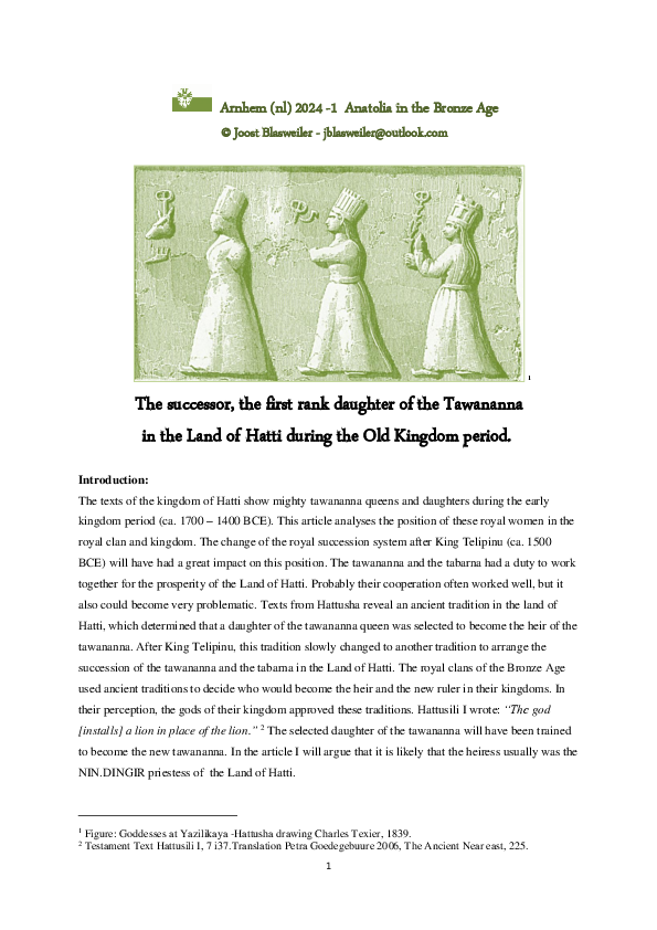 (PDF) The successor, the first rank daughter of the Tawananna