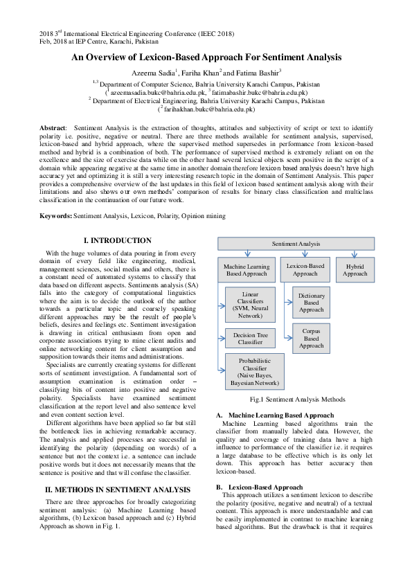 (PDF) An Overview of Lexicon-Based Approach For Sentiment Analysis