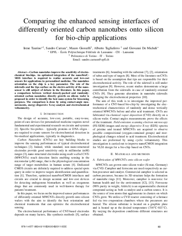 (PDF) Comparing the enhanced sensing interfaces of differently oriented carbon nanotubes onto ...