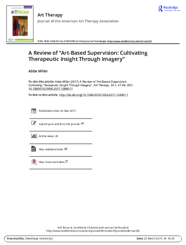 (PDF) A Review of “Art-Based Supervision: Cultivating Therapeutic Insight Through Imagery”