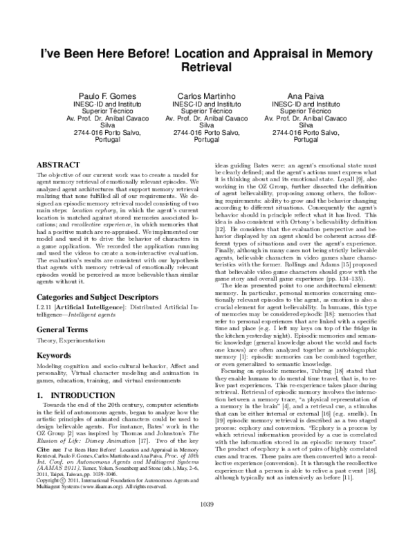 I've been here before!: location and appraisal in memory retrieval