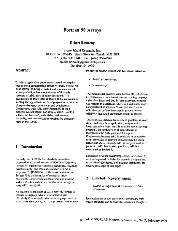 (PDF) Fortran 90 arrays