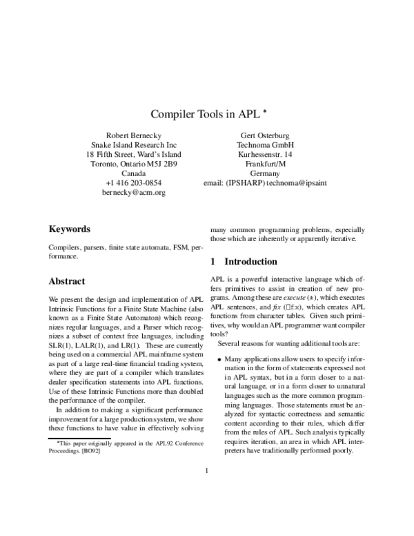 (PDF) Compiler tools in APL