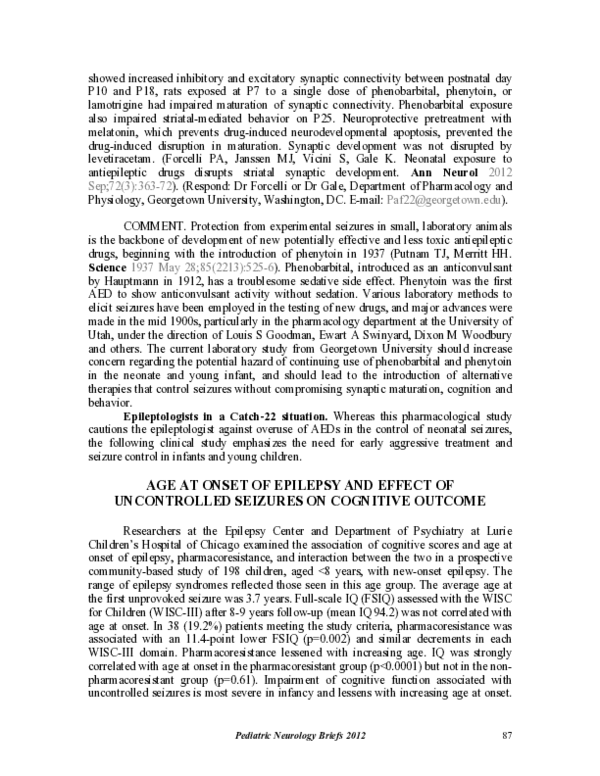 (PDF) Age at Onset of Epilepsy and Effect of Uncontrolled Seizures on ...