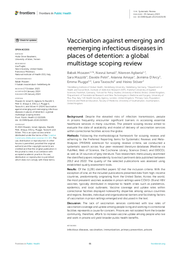 (PDF) Vaccination against emerging and reemerging infectious diseases ...