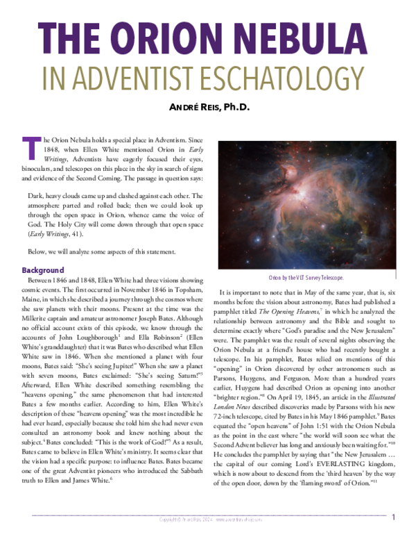 (PDF) The Orion Nebula in Adventist Eschatology