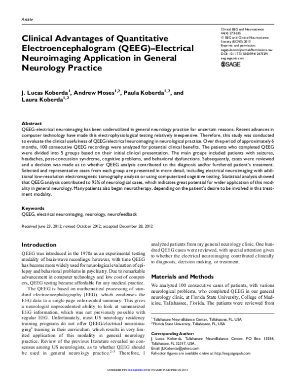(PDF) Clinical Advantages of Quantitative Electroencephalogram (QEEG ...