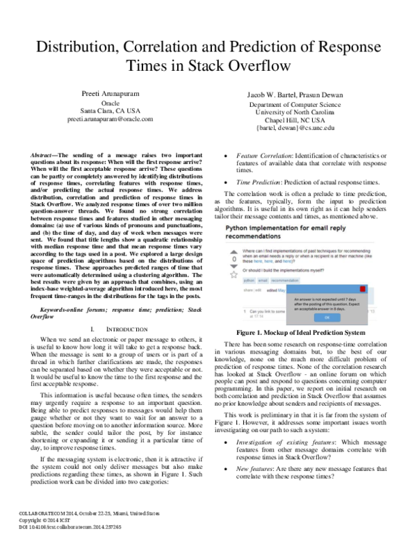 (PDF) Distribution, Correlation and Prediction of Response Times in ...