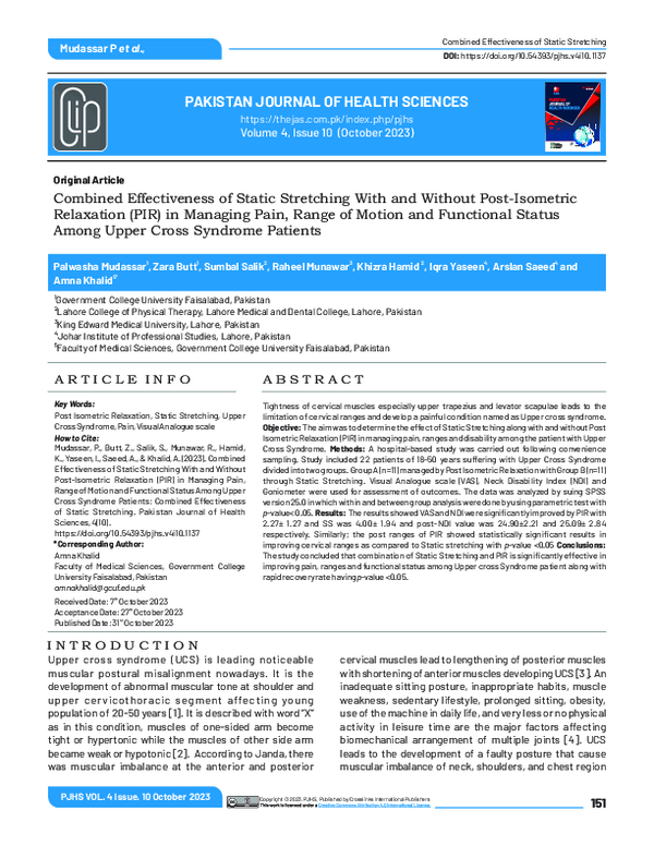 (PDF) Combined Effectiveness of Static Stretching With and Without Post ...