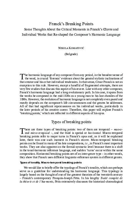 (PDF) Franck's Breaking Points Some Thoughts About the Critical Moments ...