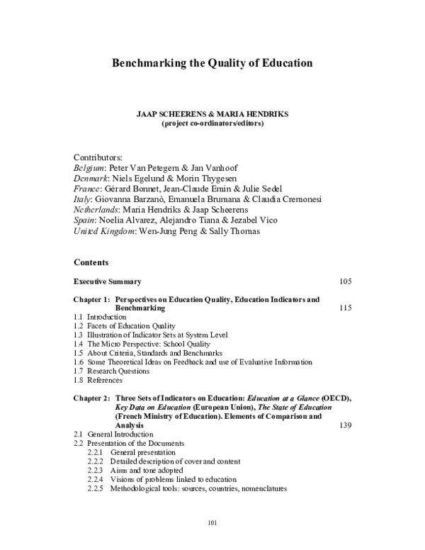 (PDF) Benchmarking the Quality of Education