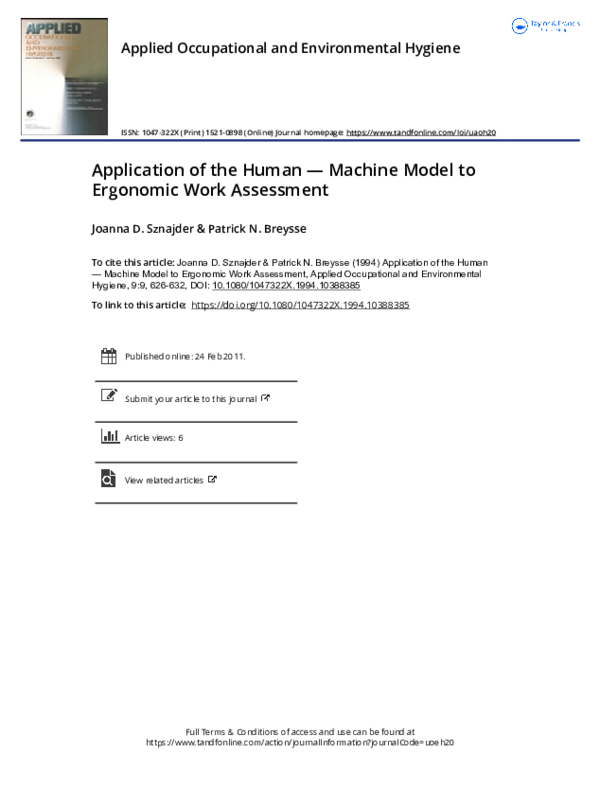 (PDF) Application of the Human — Machine Model to Ergonomic Work ...