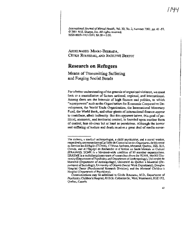 (PDF) Research on Refugees