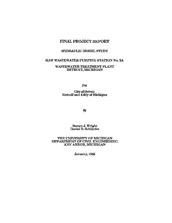 (PDF) Final Project Report: Hydraulic Model Study Raw Wastewater ...