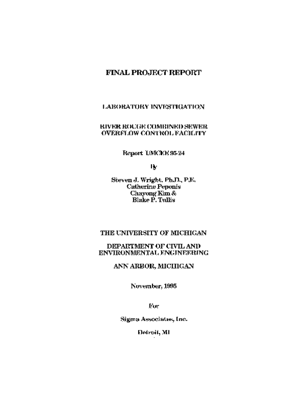 (PDF) Final Project Report: Laboratory Investigation River Rouge Combined Sewer Overflow Control ...