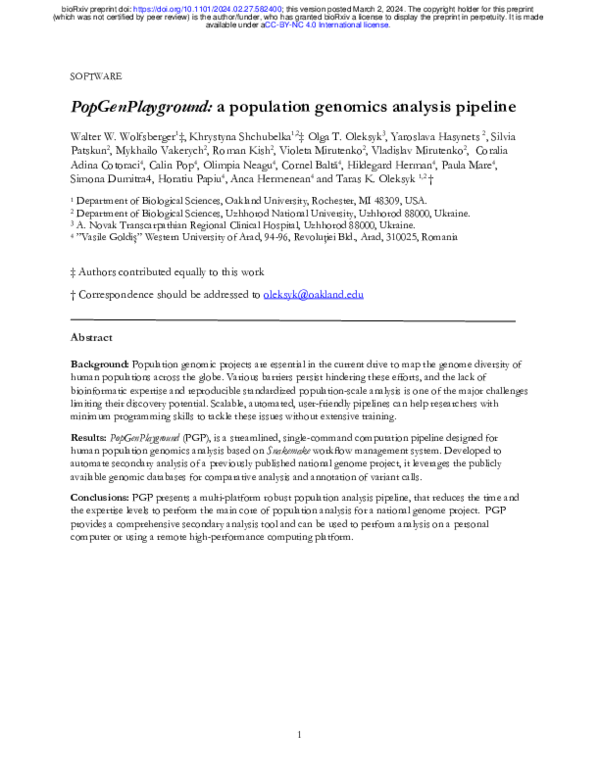 (PDF) PopGenPlayground: a population genomics analysis pipeline