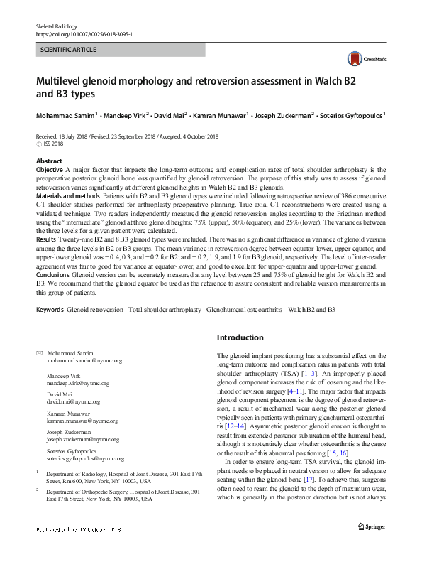 (PDF) Multilevel glenoid morphology and retroversion assessment in ...