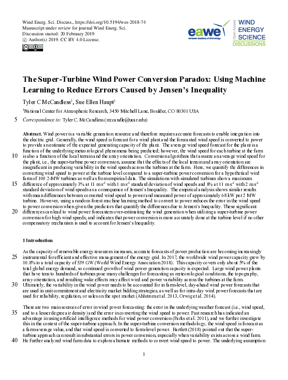 (PDF) The super-turbine wind power conversion paradox: using machine ...