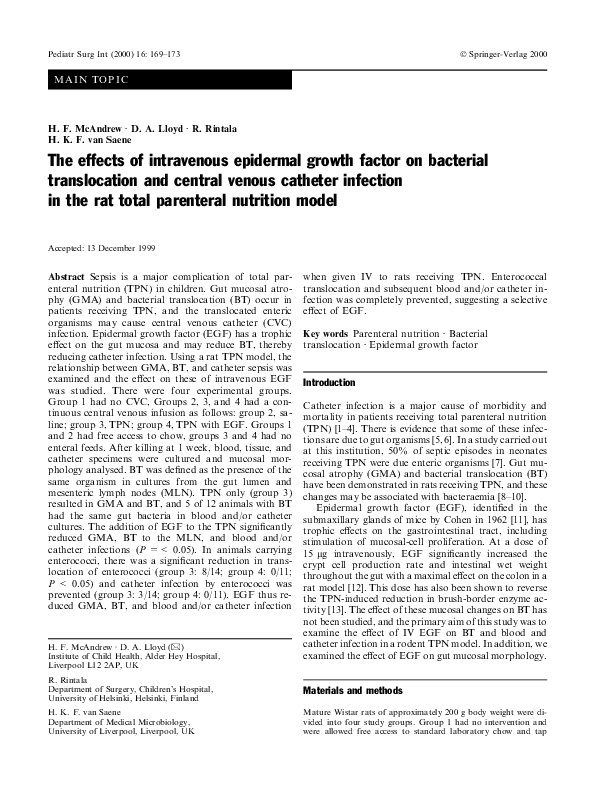 (PDF) The effects of intravenous epidermal growth factor on bacterial ...