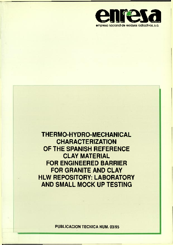 (PDF) Thermo-hydro-mechanical characterization of the Spanish reference clay material for ...