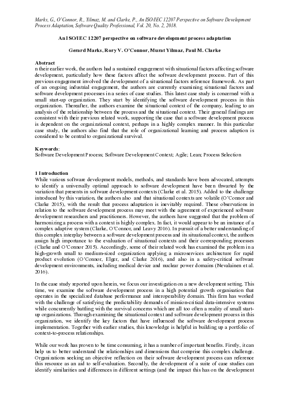 (PDF) An ISO/IEC 12207 perspective on software development process ...