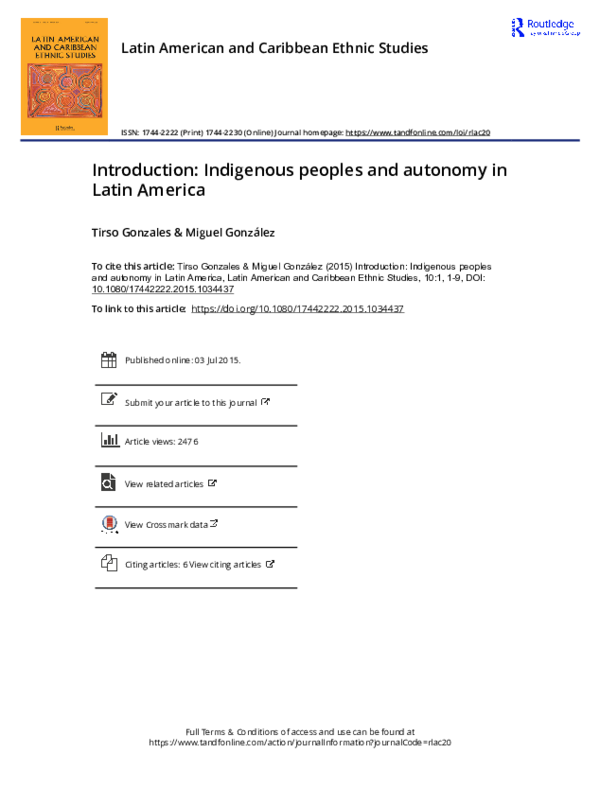 (PDF) Introduction: Indigenous peoples and autonomy in Latin America