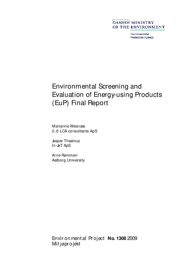 (PDF) Environmental Screening and Evaluation of Energy-using Products ...