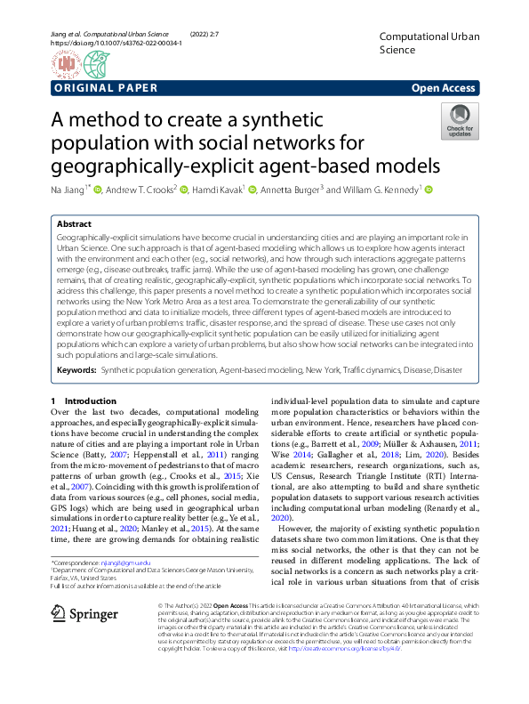 (PDF) A method to create a synthetic population with social networks ...