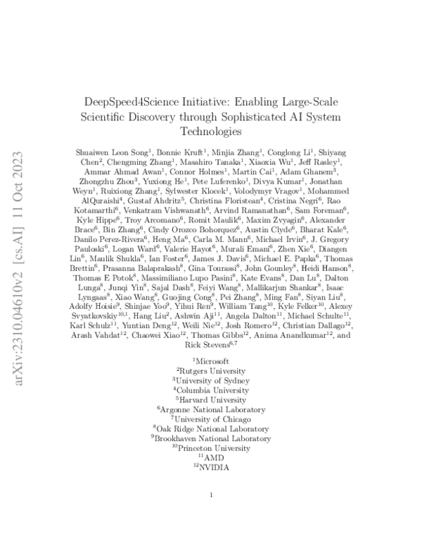 (PDF) DeepSpeed4Science Initiative: Enabling Large-Scale Scientific Discovery through ...