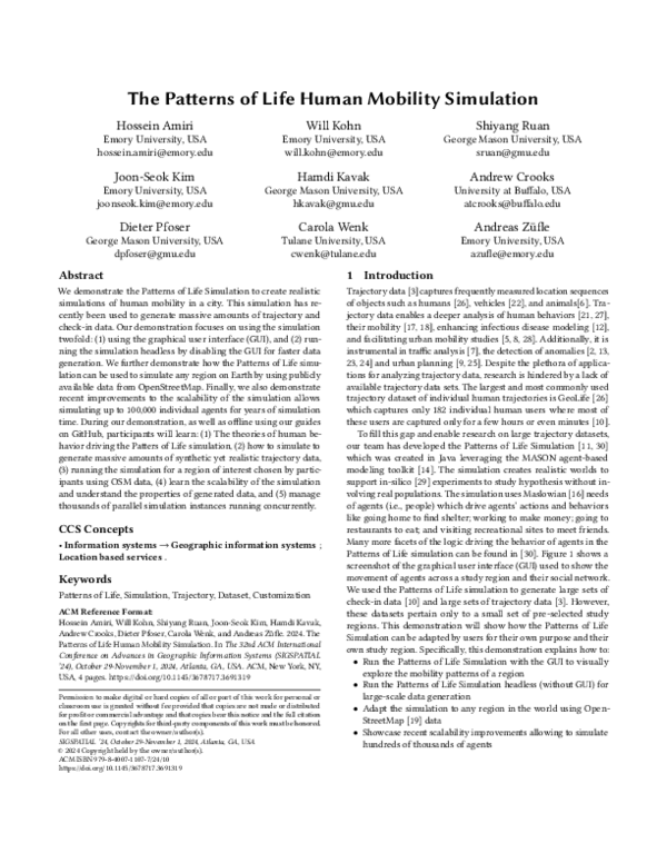 (PDF) The Patterns of Life Human Mobility Simulation