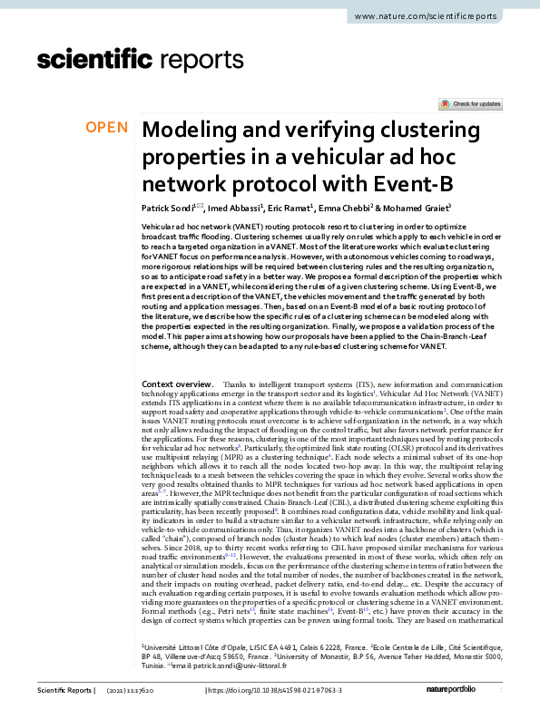 (PDF) Modeling and verifying clustering properties in a vehicular ad hoc network protocol with ...
