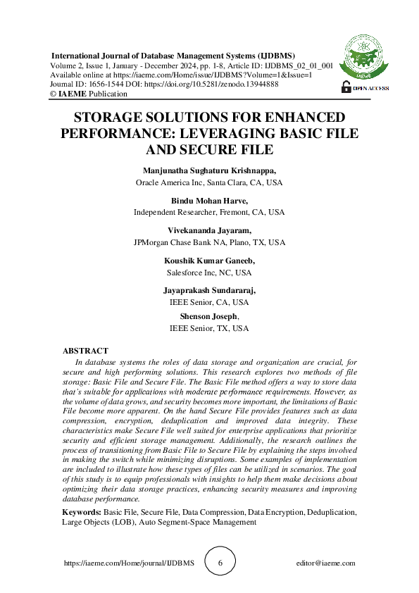 (PDF) STORAGE SOLUTIONS FOR ENHANCED PERFORMANCE: LEVERAGING BASIC FILE ...