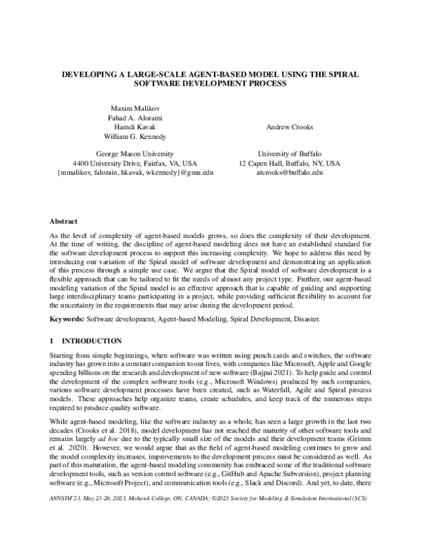 (PDF) DEVELOPING A LARGE-SCALE AGENT-BASED MODEL USING THE SPIRAL ...
