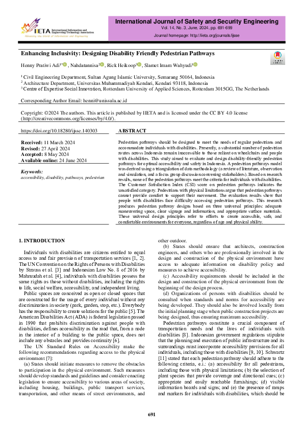 (PDF) Enhancing Inclusivity: Designing Disability Friendly Pedestrian ...