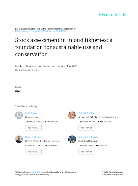 (PDF) Stock assessment in inland fisheries: a foundation for ...