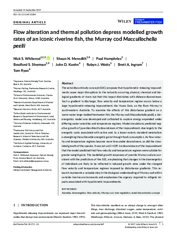 (PDF) Flow alteration and thermal pollution depress modelled growth ...