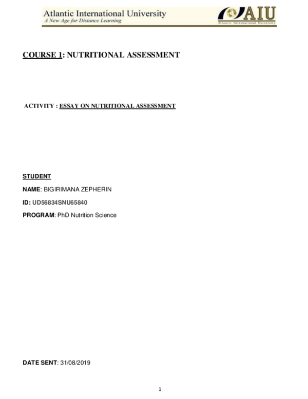 (PDF) The Nutritional Assessment Essay