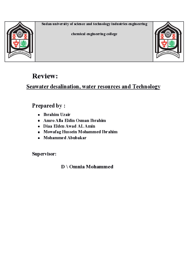 (PDF) Seawater desalination