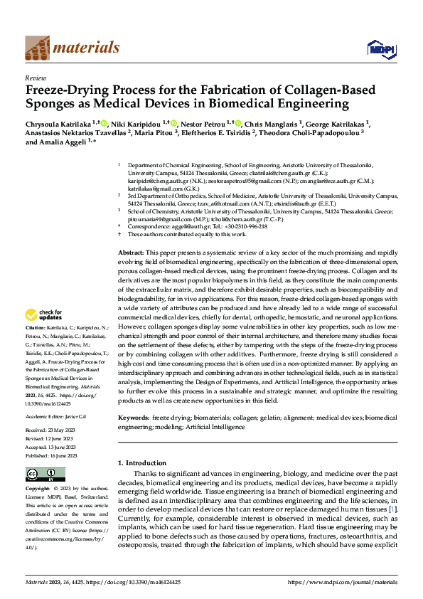 (PDF) Freeze-Drying Process for the Fabrication of Collagen-Based Sponges as Medical Devices in ...
